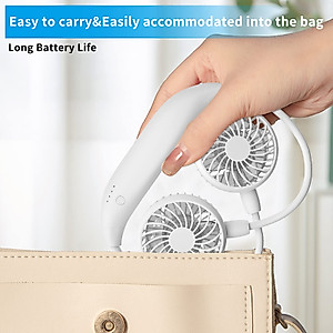 HandFan 2600mAh Portable Neck Fan Rechargeable, Wearable Personal Fans for Neck, Hands Free Necklace Fan Battery Operated, Neck Cooling Air Condition for Men Women Travel Hiking Cycling Outdoors