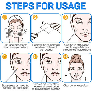 Teenitor Pimple Extractor Acne Treatment Tool Surgical Grade Blackhead Comedone Removal 2-in-1 Popper Tool for Face Nose Blackhead Extractor Tool Silver