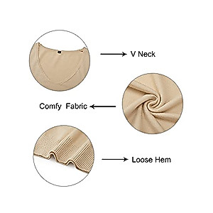 STYLEWORD Women's Lightweight V Neck Apricot Sweater Long Sleeve Pullover Knit Base Casual Loose Shirts Top(Apricot-M)