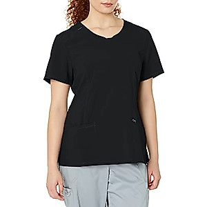 Cherokee Round Neck Scrub Tops for Women – 4-Way Stretch with Certainty Fabric Technology*, Superior Performance and Comfort, Infinity Uniforms Plus Size 2624A, 2XL, Black
