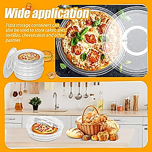 3 Pcs 12 Inch Food Storage Container with Lid and Handle, 2 Compartments Pie Carrier Round Pizza Holder Reusable Pizza Keeper for Egg Cheese Tortilla Pastry Cakes Desserts