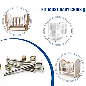 Socell 61pcs Crib Bunk Bed Furniture Hardware Replacement Kit, Stainless Steel Hex Drive Socket Cap Furniture Barrel Screws Bolt Nuts Assortment Kit for Crib Screws with 1 Wrenches(M6x12mm-75mm)