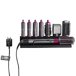 Holder Storage Stand Rack Wall Mount for Dyson Airwrap Curling Iron Accessories,Bathroom Organizer Holder for Dyson Airwrap,No Drilling Installation,Suitable for Bathroom|Bedroom|Hair Salon (Black)