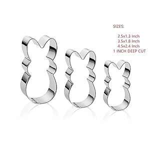 Easter Bunny Cookie Cutter Set -3 Pieces - Stainless Steel Assorted Sizes