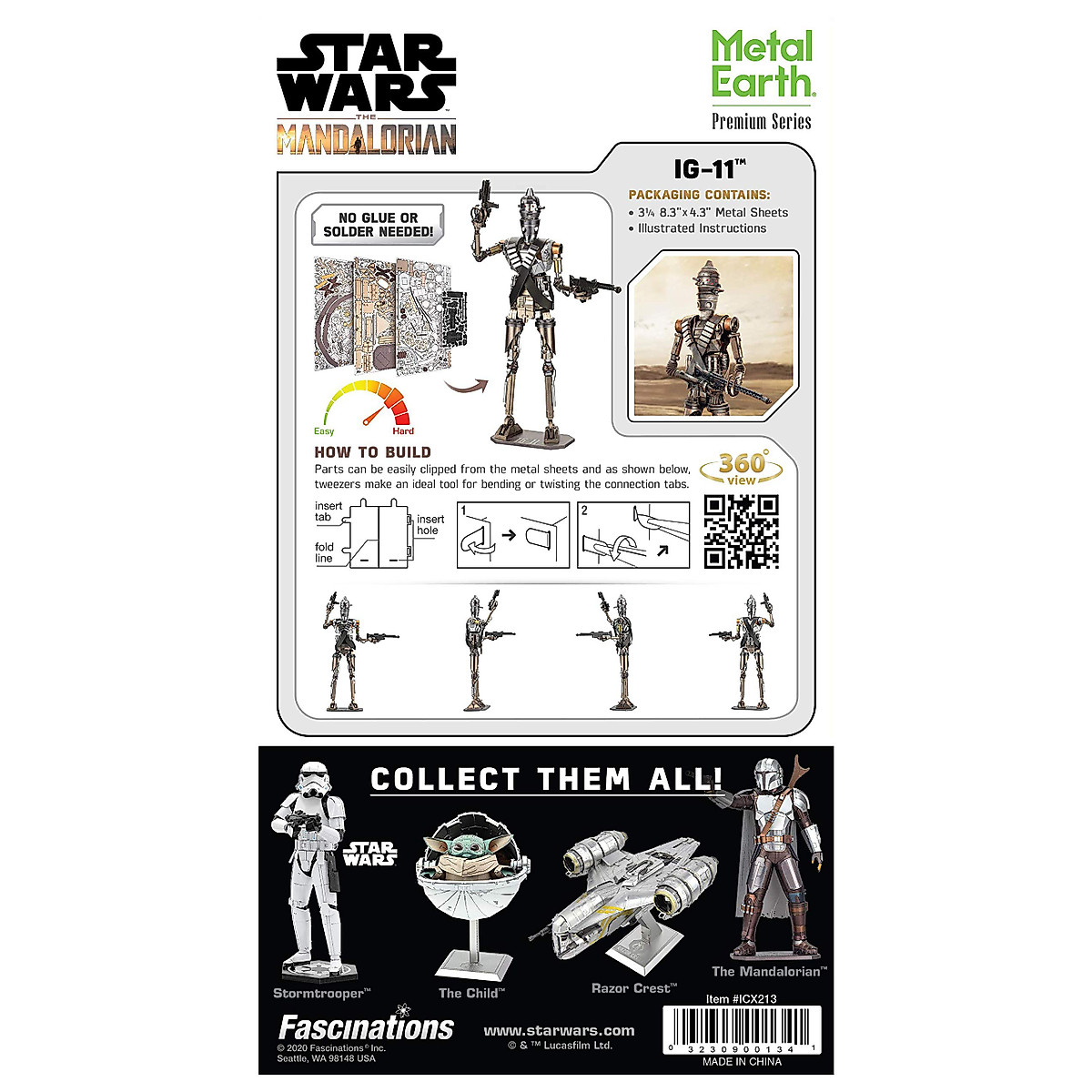 Metal Earth Premium Series Star Wars The Mandalorian IG-11 3D Metal Model Kit Fascinations