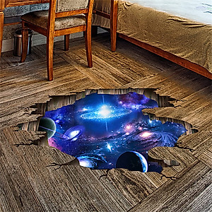 3D The Milky Way Removable Wall Decal Galaxy Stickers Cosmic Home Wall Art Decor for Boys Bedroom Nursery Baby Playroom Living Room Wall Decoration, Blue