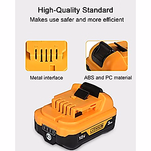 COMRGIKE 2Pack 12V 3.0Ah Battery Replacement for Dewalt 12V Battery DCB123 DCB127 DCB122 DCB124 DCB121 Compatible with Dewalt 12V Tools
