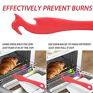 Oven Rack Push Pull Tool 2-Pack oven rack puller push pull stick tool(11 Inch), oven rack pullers with longer handle suitable for oven, toaster oven, air fryer, toaster oven
