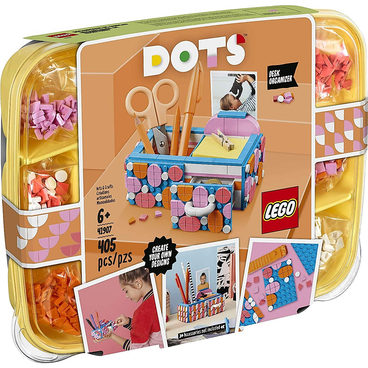 LEGO DOTS Desk Organizer 41907 DIY Craft Decorations Kit for Kids who Like Designing and Redesigning Their Own Room Decor Items to Use, Makes a Fun and Inspirational Gift (405 Pieces)