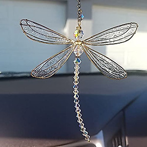 XinTX Dragonfly Crystal Suncatcher Rainbow Maker Prism,Hanging Crystals Ornament for Window Garden Home Decor (Dragonfly)
