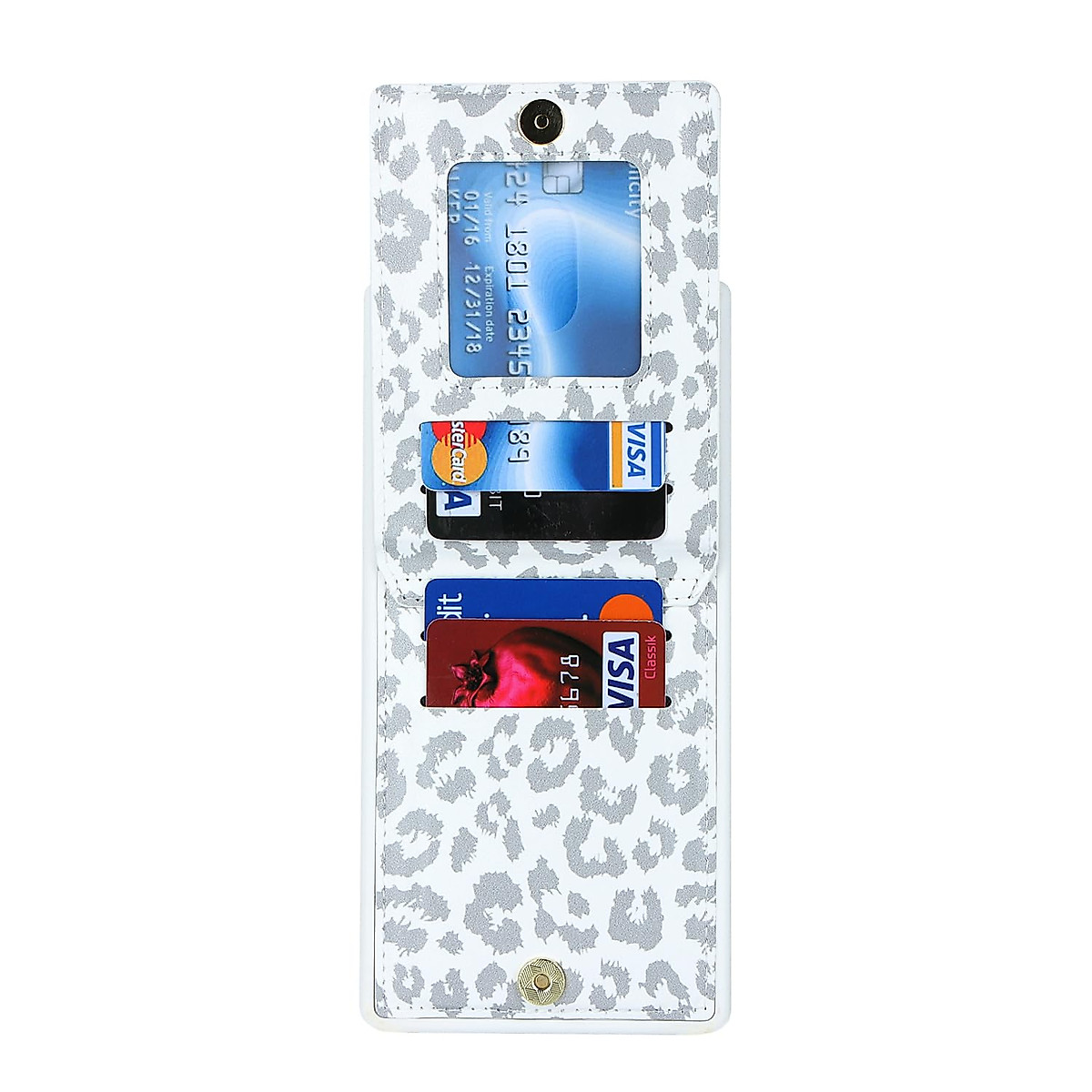 DEYHU Samsung Galaxy S22 Ultra Case with Card Holder for Women, Samsung Galaxy S22 Ultra phone Case Wallet with Credit Card with Ring Kickstand Zipper Shockproof Slim Stand Case - White Leopard