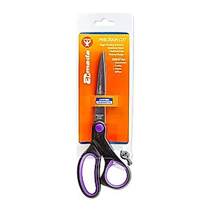 Hygloss-Armada Art Velvet Touch Scissors - Great for Arts and Crafts - Pointed Tip Blades - Reusable Vinyl Bag for Safe Storage - 8 Inches - Black and Purple - 1 Pair