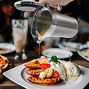 IAXSEE Gravy Boat 26oz Extra Large Double Insulated 304 Stainless Steel, Gravy Warmer, Double Wall Creamer Pitcher and Caramel Sauce for Coffee, Stainless Steel Pitcher