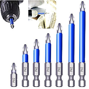 Magnetic PH2 Drill Bits Set, Anti Slip Screw Extractor and Magnetic Screwdriver Bit Set, Hand Tool 7Pcs, Cross Single and Double Head Bits, Electric Screw Nozzle Taper Corrector (1 kit)