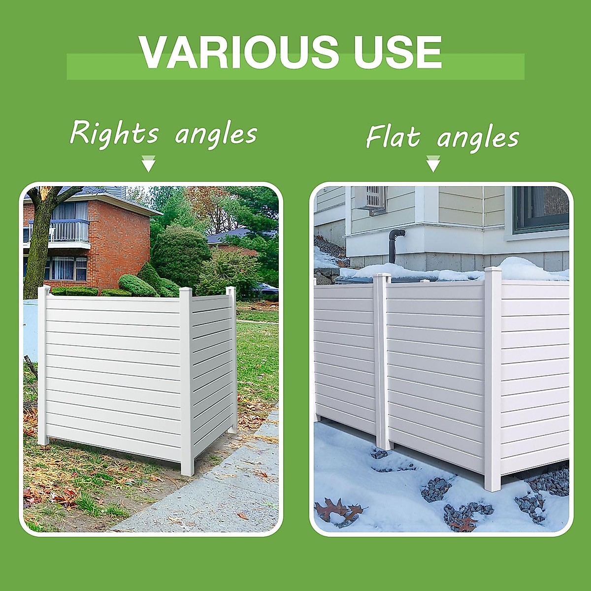 Caprihom Air Conditioner Fence Trash Can Screen Fence 50"W X 50"H Pool Equipment Fence Enclosure Vinyl Privacy Fence Panel Outdoor Privacy Screens Kit (2-Pack)