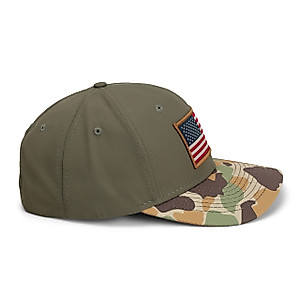 Paramount Outdoors American Flag Performance Ripstop American Fit US Patriotic Cap Fits Head Sizes MD - XX (Olive Throwback)