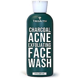 TreeActiv Acne Charcoal Face Wash, 8 Fl oz, Daily Face Wash with Sulfur Honey, Charcoal Exfoliating Face Cleanser, Mens Face Wash for Acne, Deep Cleansing Charcoal Face Wash for Women and Men, 425+ Uses