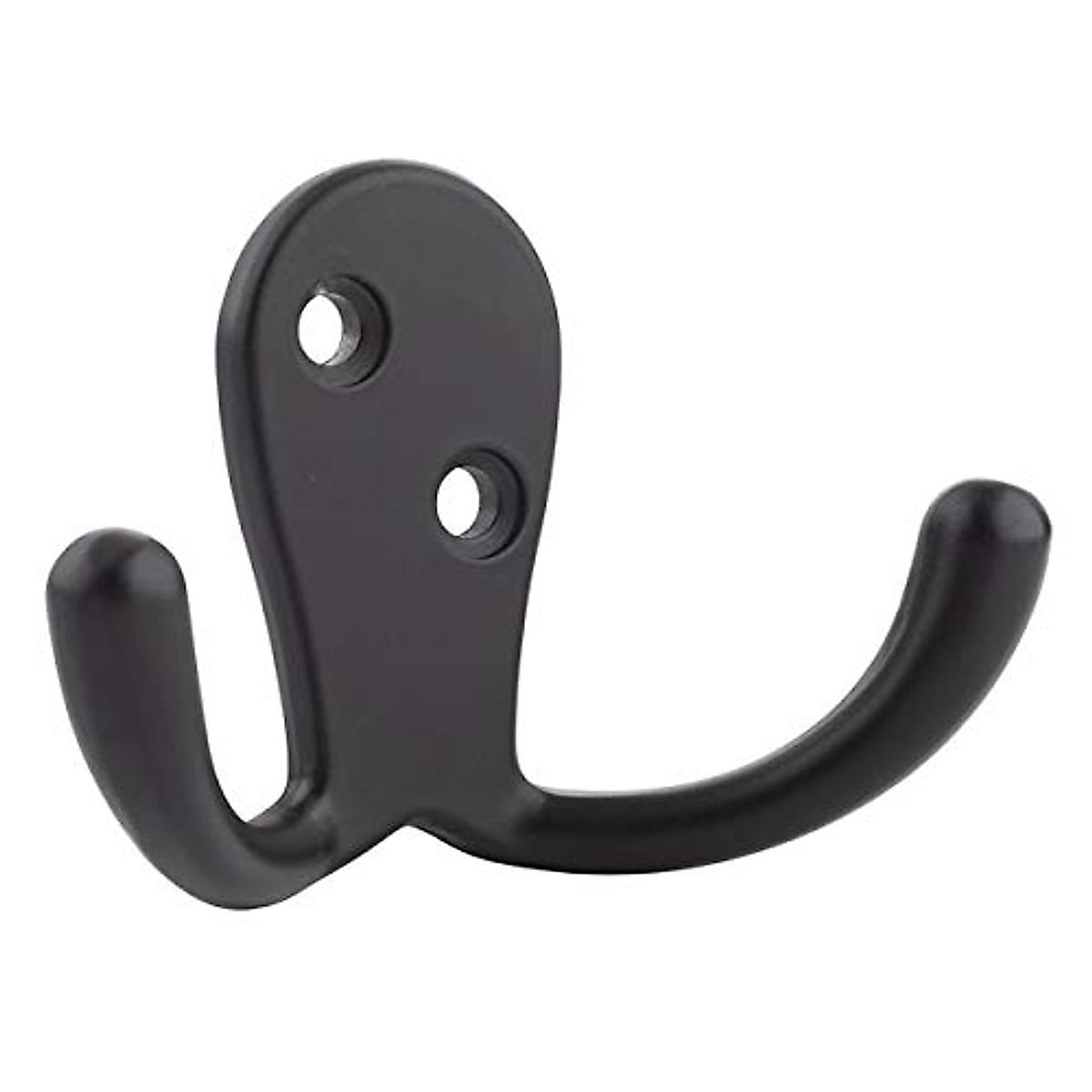 Amazon Basics Curved Zinc Robe Hook - Flat Black, 5-Pack