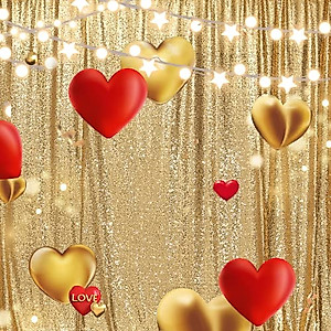 Juya Delight 6ft x 8ft New Gold Sequin Backdrop Curtain for Party Wedding Photography