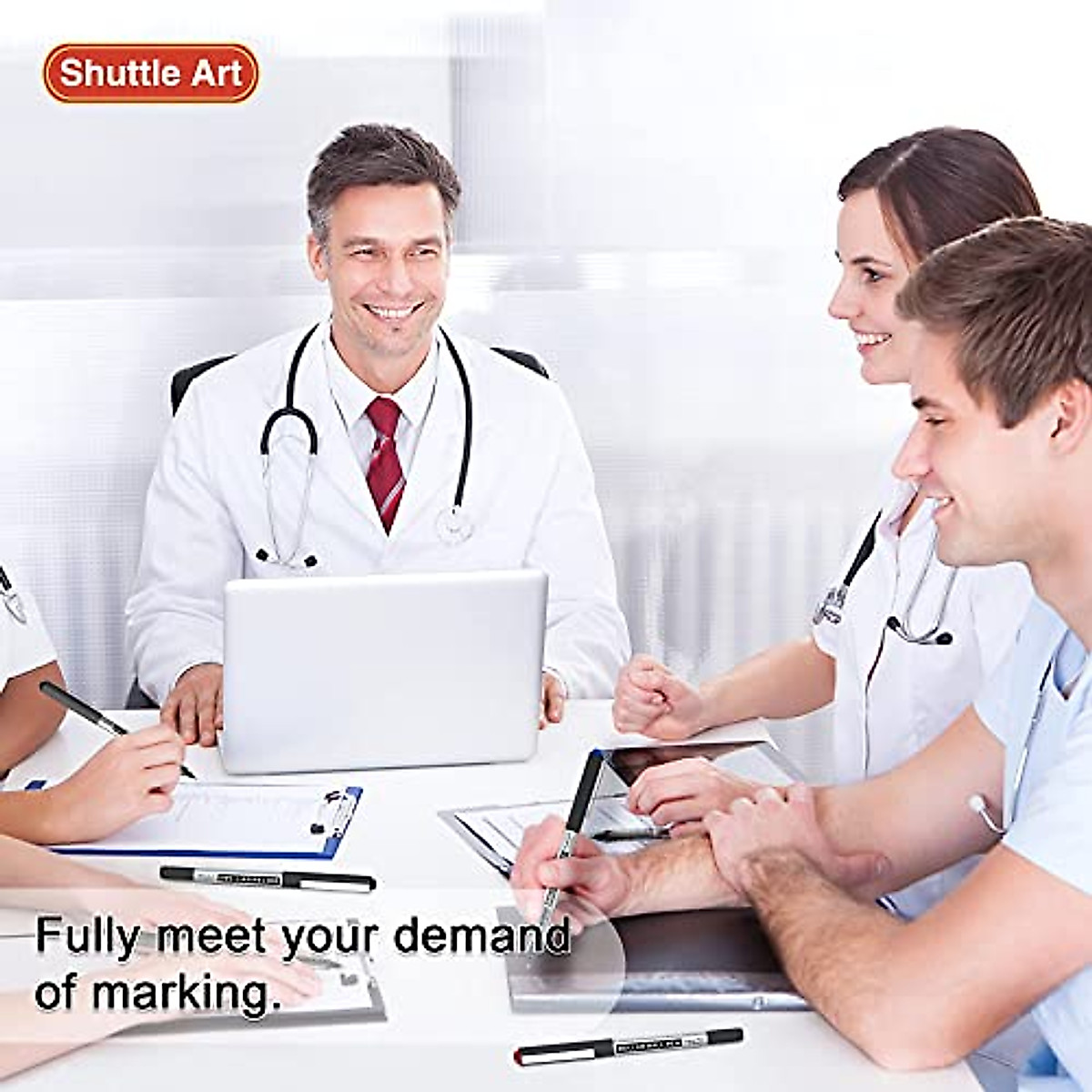 Shuttle Art RollerBall Pens, 25 Pack(21 black 2 blue 2 red) Fine Point Roller Ball Pens, 0.5mm Liquid Ink Pens for Writing Journaling Taking Notes School Office