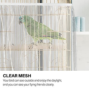 Tierecare Bird Cage Seed Catcher Stretchy Birdcage Skirt Reduce Mess Reusable Mesh Netting Accessories Cage Cover for Parakeet Round Square Cage - White