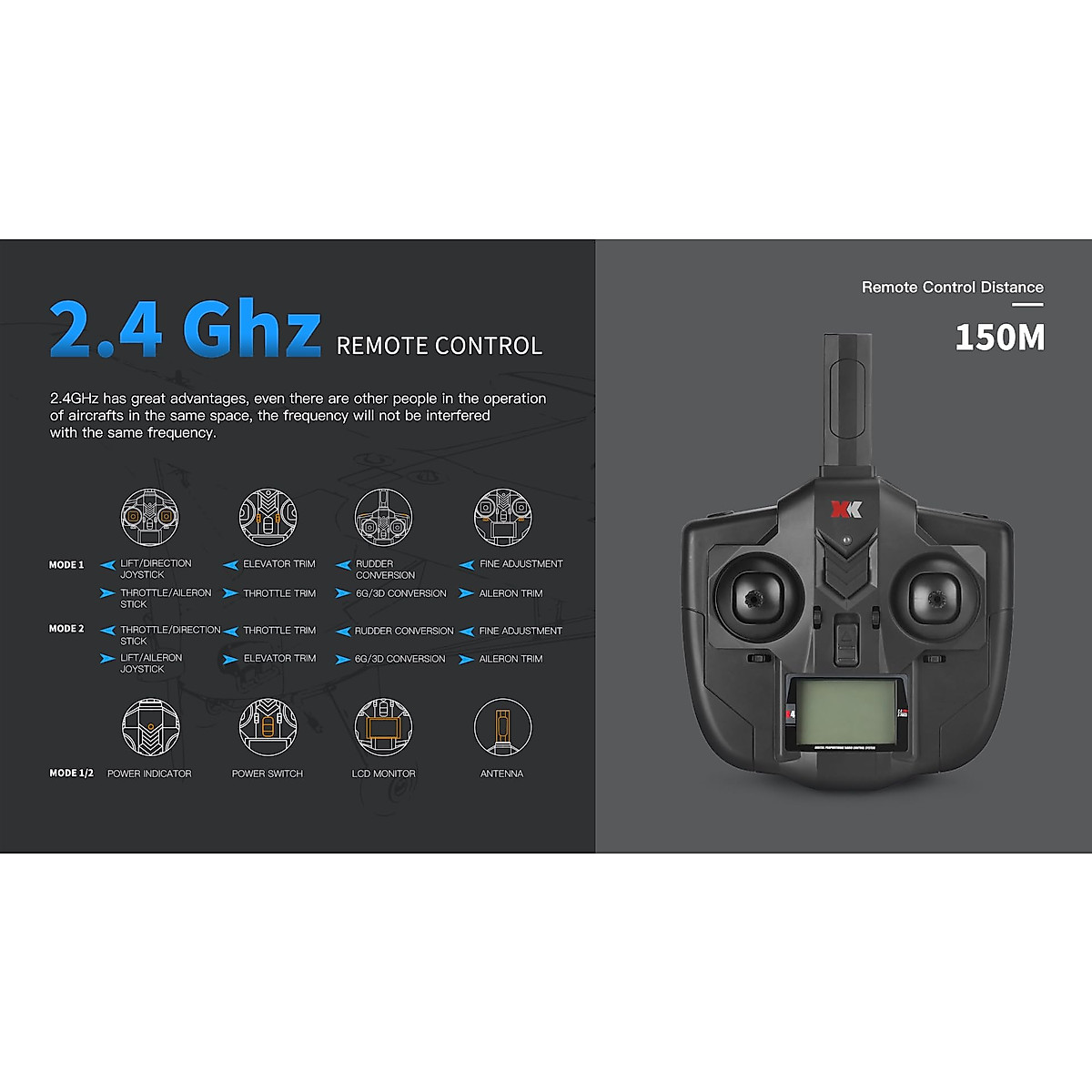 Ssccgym XK A160 RTF Large 25.6-Inch Brushless RC Plane 2.4GHZ 6-AXIS Gyro Remote Control Airplane J3 5CH EPP Foam World War II Aircraft Model Smart-Fly with Double-Batteries