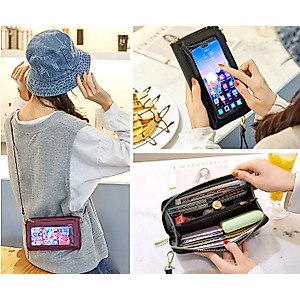 Formva Touch Screen Crossbody Phone Bag, Mini Shoulder Handbags RFID Blocking Wallet Cellphone Purse with Strap and Credit Card Slots (Black)