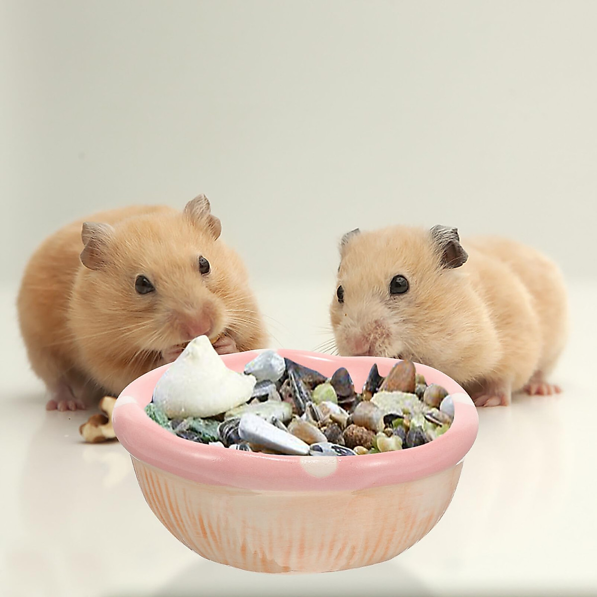 Beaupretty Hamster Food Bowl Mini Mushroom Shaped Water Bowl Guinea Pig Ceramic Small Animal Feeding Dish for Dwarf Hamster Gerbil Ferret Hedgehog Chinchilla Pink