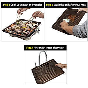 Letusto Premium Grill Plate Risen Pan W12 x16 x2.1inch- Korean BBQ Non-Stick Cookware with Double structure, Ceramic Coating/Solve Hybrid Coating (Wave)
