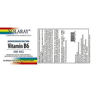 Solaray B 6 Two Stage Timed Release, 100mg, 60 Count