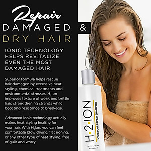 H2 Ion Hair Repair Shampoo -- Thermal Activated Ionic Shampoo for Damaged Hair -- Deep Clean - Lock in Moisture - Restore Shine Body & Bounce - Protect from Heat Styling - Seal Split Ends (8 oz)