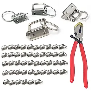 51 Sets Key Fob Hardware with Key Fob Pliers Tool, Glass Running Pliers Attach Rubber Tips for Key Fob Hardware Install and Stained Glass Work, red