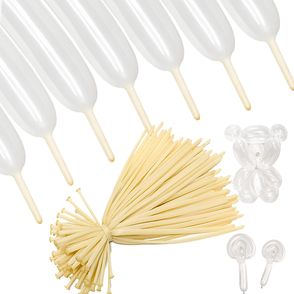 260Q Balloons Clear Long Balloons 100 Pack Twisting Animal Balloons Thickening Latex Transparent Modeling Long Magic Balloons for Animal Model Weddings Birthdays Festival Party Decorations