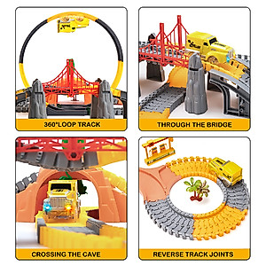 OR OR TU Toys for Boys 5-7, Race Track for Toddlers 3-5, 342Pcs Construction Toys for Boys Kids Car Track Toy Train Set Flexible Gift for 3 4 5 6 7+ Years Old