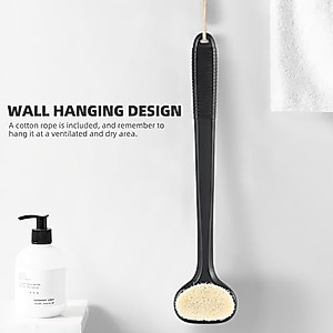 ZARCKER Long-Handled Shower Back Scrubber Brush, 17 Inch, Black, Deep Cleansing, Gentle Exfoliation