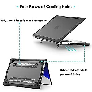 ProCase for MacBook Pro 14 inch Case 2023 2022 2021 M3 A2918 A2992 M2 A2779 M1 A2442 with Pro/Max Chip, Heavy Duty Hard Shell Dual Layer Protective Cover with Fold Kickstand -Black