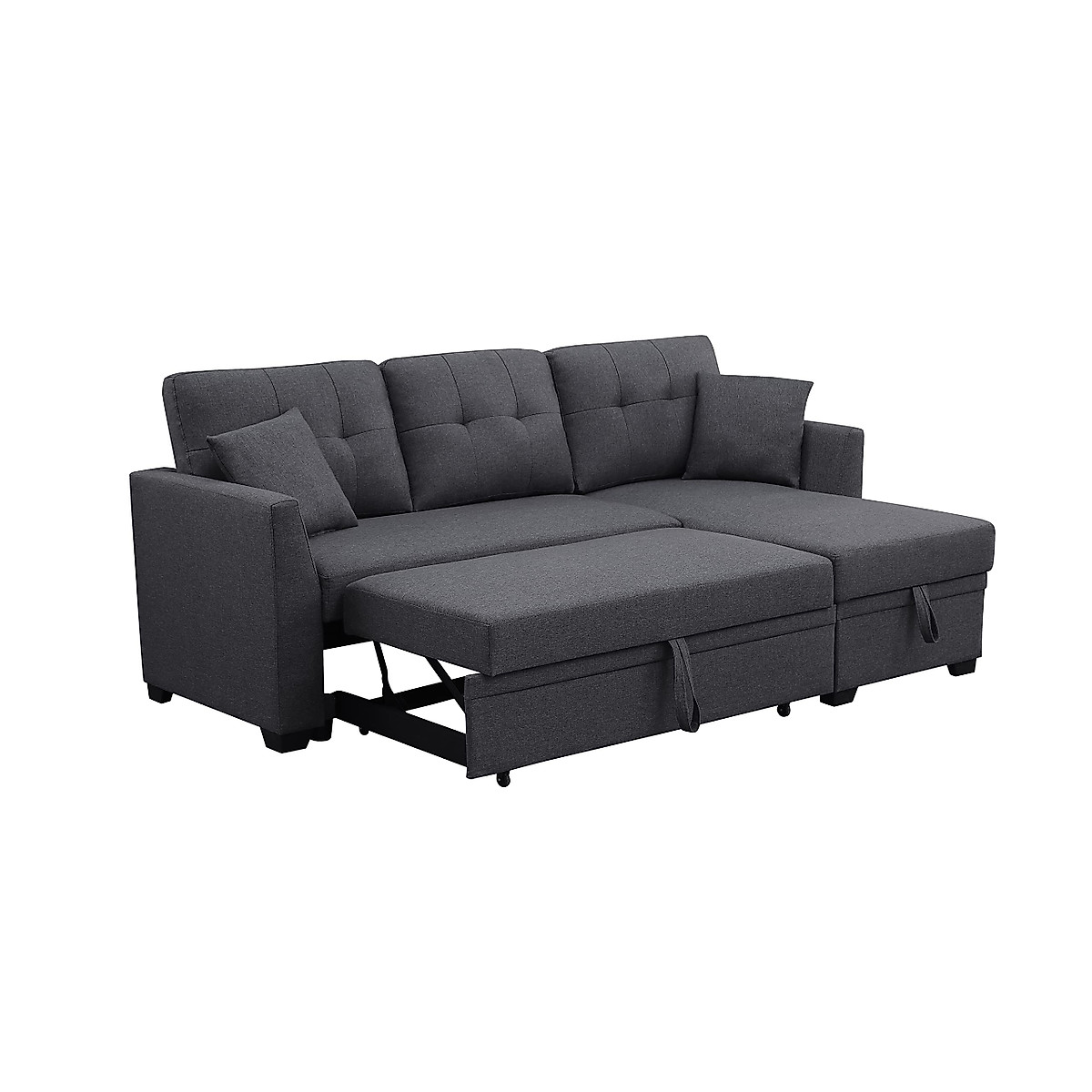 Sleeper Sofa with Pull Out Couch, Sleeper Couch with Storage Chaise, Small Sectional Sofa Lounge Couch 3 Seater Reversible Sofa Couch for Living Room, Bedroom,Apartment