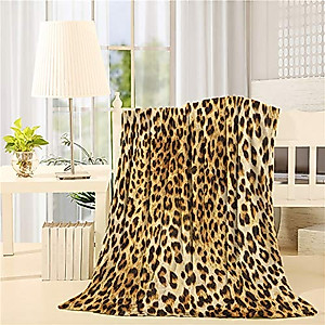 Throw Blanket Leopard Print Soft Plush Flannel Fleece Bed Blanket for Kids Adults, Warm Bed Throws for Bed Sofa Couch, Machine Washable 40x50 inches