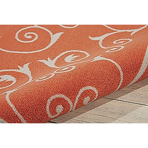 Nourison Home & Garden Indoor/Outdoor Orange 10' x 13' Area -Rug, Easy -Cleaning, Non Shedding, Bed Room, Living Room, Dining Room, Kitchen (10x13)