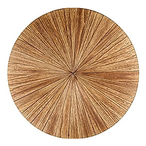 Coffee Tables for Living Room, Small Round Coffee Table with Storage, Mid Century Modern Solid Wood Coffee Table, Rustic Wooden Circle Center Table Living Room Furniture, Brown Tea Table