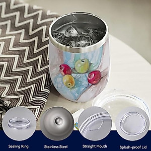 silichee 20 Oz Stainless Steel Insulated Tumblers with Lid Watercolor Still Life Fresh Apples on Insulated Tumblers Vacuum Coffee Mugs for Hot and Cold Drinks,Coffee,Wine