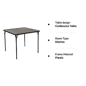 Flash Furniture 2.83-Foot Square Bi-Fold Dark Gray Plastic Folding Table with Carrying Handle