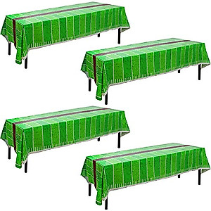 4 Pack Football Field Tablecloth, 55"x106" Easy to Clean Wipeable Washable Plastic Football Tablecloth for Football Birthday Party Super Bowl Sport Theme Party Decoration and Supplies