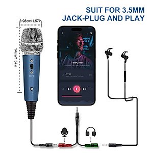 LOOYUAN Blue Condenser Recording Microphone 3.5mm Plug and Play PC Microphone, Broadcast Microphone for Computer Desktop Laptop MAC Windows Online Chatting Podcast Skype YouTube Game（Blue