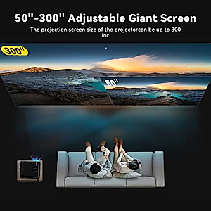 Rayfoto WiFi Bluetooth Projector,9500L HD Native 1080P 300" Giant Screen Display,4K Support Video Projector, Home Movie Projector Compatible with TV Stick, PC, DVD, Laptop / Extra Bag Included