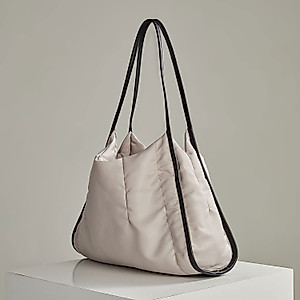 ROROANCO Shopper Women's Large Size Casual Shoulder Tote Bag with Multiple Pocket (Khaki)