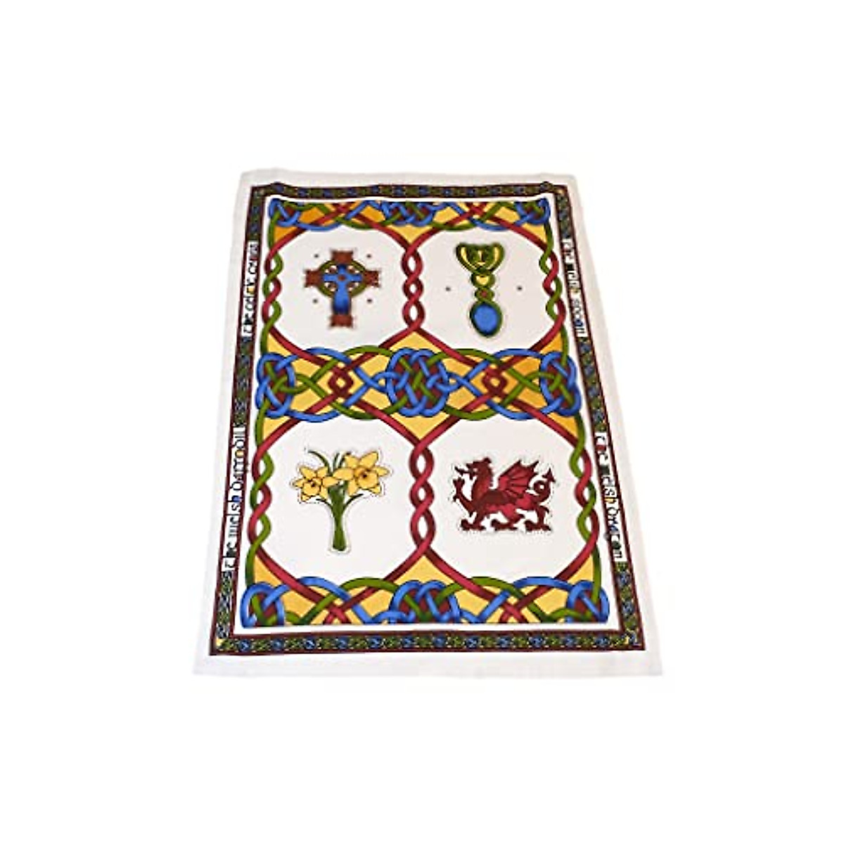 Royal Tara Irish Tea Towel with Celtic Knots Design -100% Cotton (Welsh Emblems)
