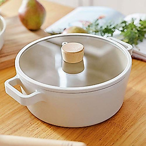 NEOFLAM FIKA Stock Pot for Stovetops and Induction | Glass Lid with Wood Knob | Made in Korea (9.5" / 4.0qt)