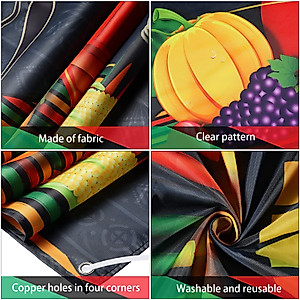 Kwanzaa Decoration Happy Kwanzaa Door Cover Kwanzaa Party Hanging Banner Kwanzaa Backdrop Indoor Outdoor African American Holiday Festival Decor for Kwanzaa Home Office Supplies, 70 x 35 Inches