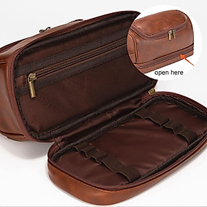 Personalized Toiletry Bag For Men, Husband, Boyfriend, Dad Large Capacity PU Leather Travel Dopp Kit Handcrafted Custom Name Unique Gift For Birthday| Fathers Day| Anniversary| Wedding Groomsmen Gifts